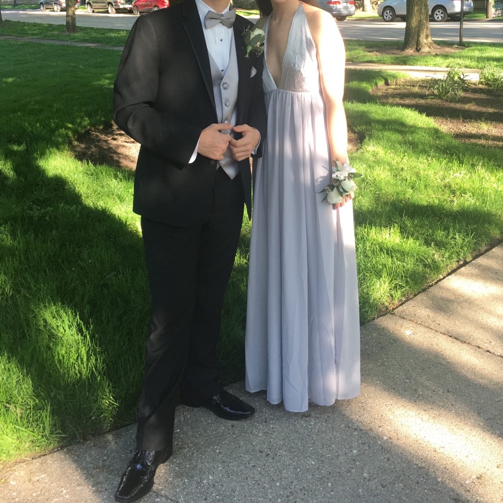 Silver Halter Prom Dress - Gem